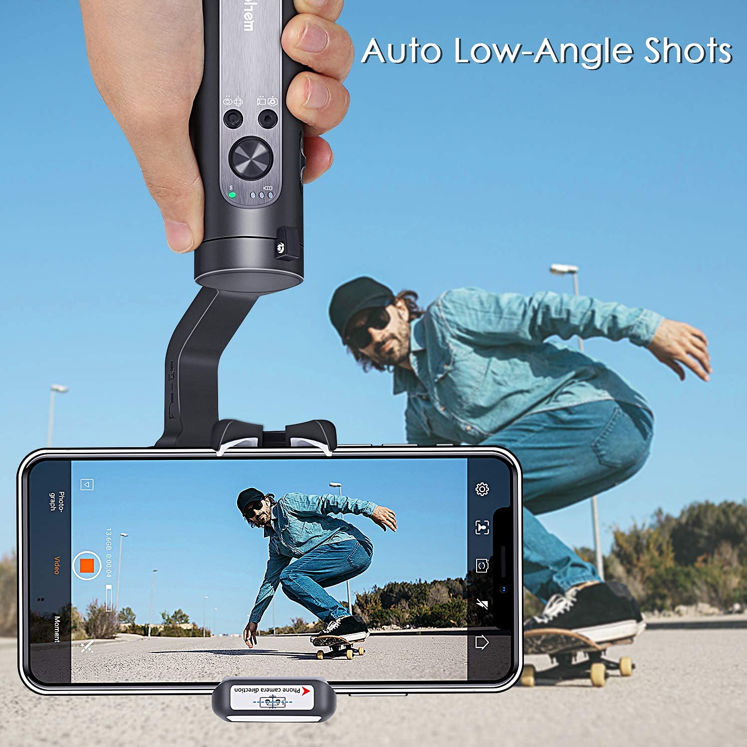 Hohem iSteady X Gimbal Smartphone Gimbal Stabilizer 3-Axis Gimble Moment Story 270° Roll Inception Mode Compatible with iPhone 14/13/12/11 Mini/Plus/Pro/Max & Android Smartphones (Black)