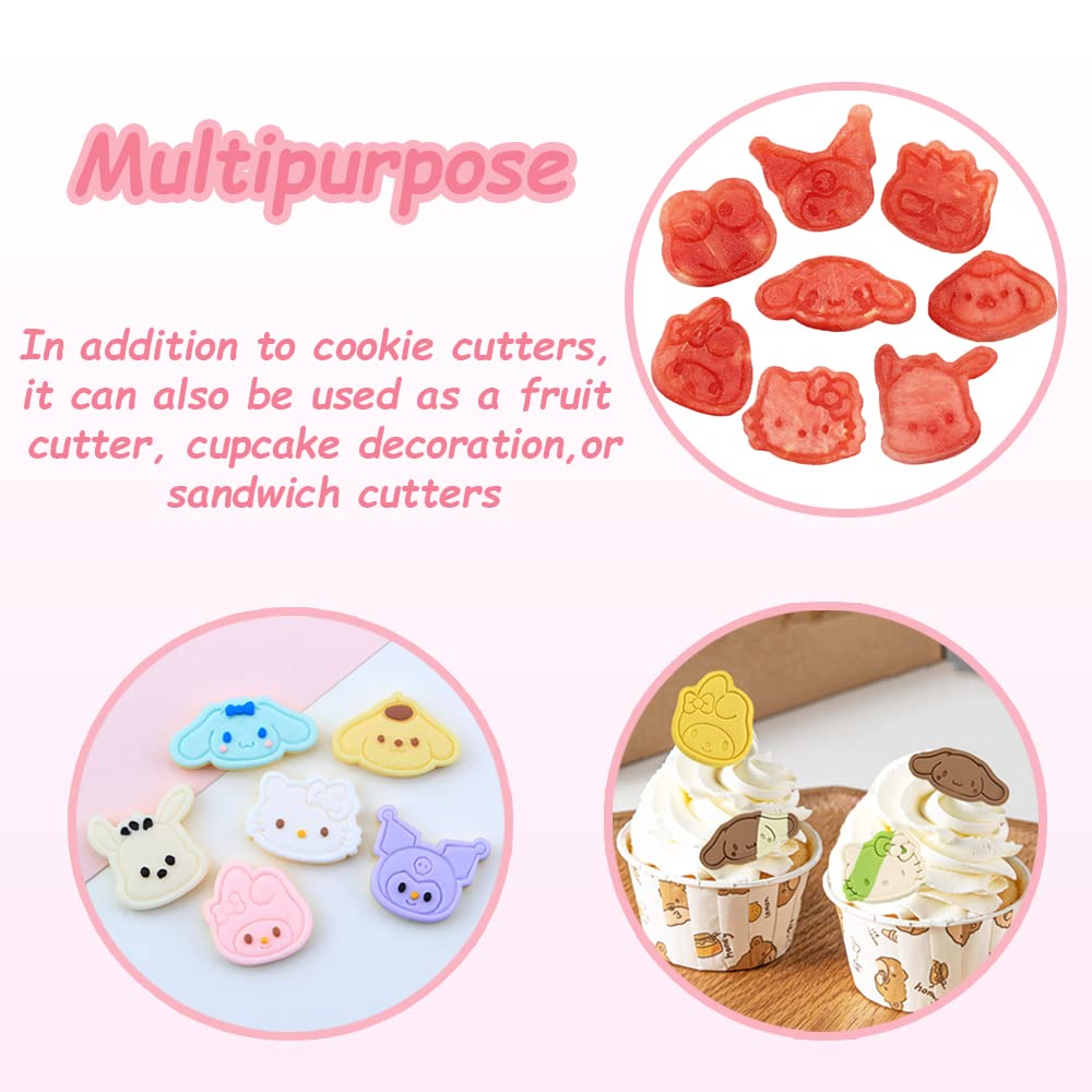 ROFOLO 8 Piece Mini Cartoon Cookie Cutters for Baking, 3d Raised Design Gingerbread Cookie Stamps, Suitable for Frosting Decoration, Mini Pie Molds, Apple Pie Pastry Biscuit Cutter