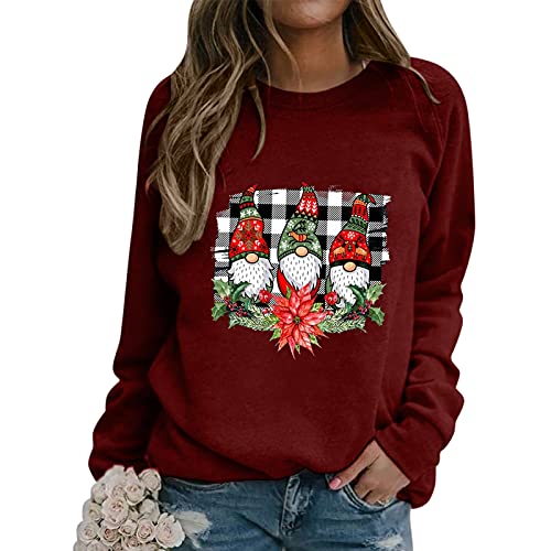 Sweatshirt For Women Plus Size Crewneck Loose Shirts Long Sleeve Sweatshirts Tunic Tops for Leggings Fall Sweatshirt Wine
