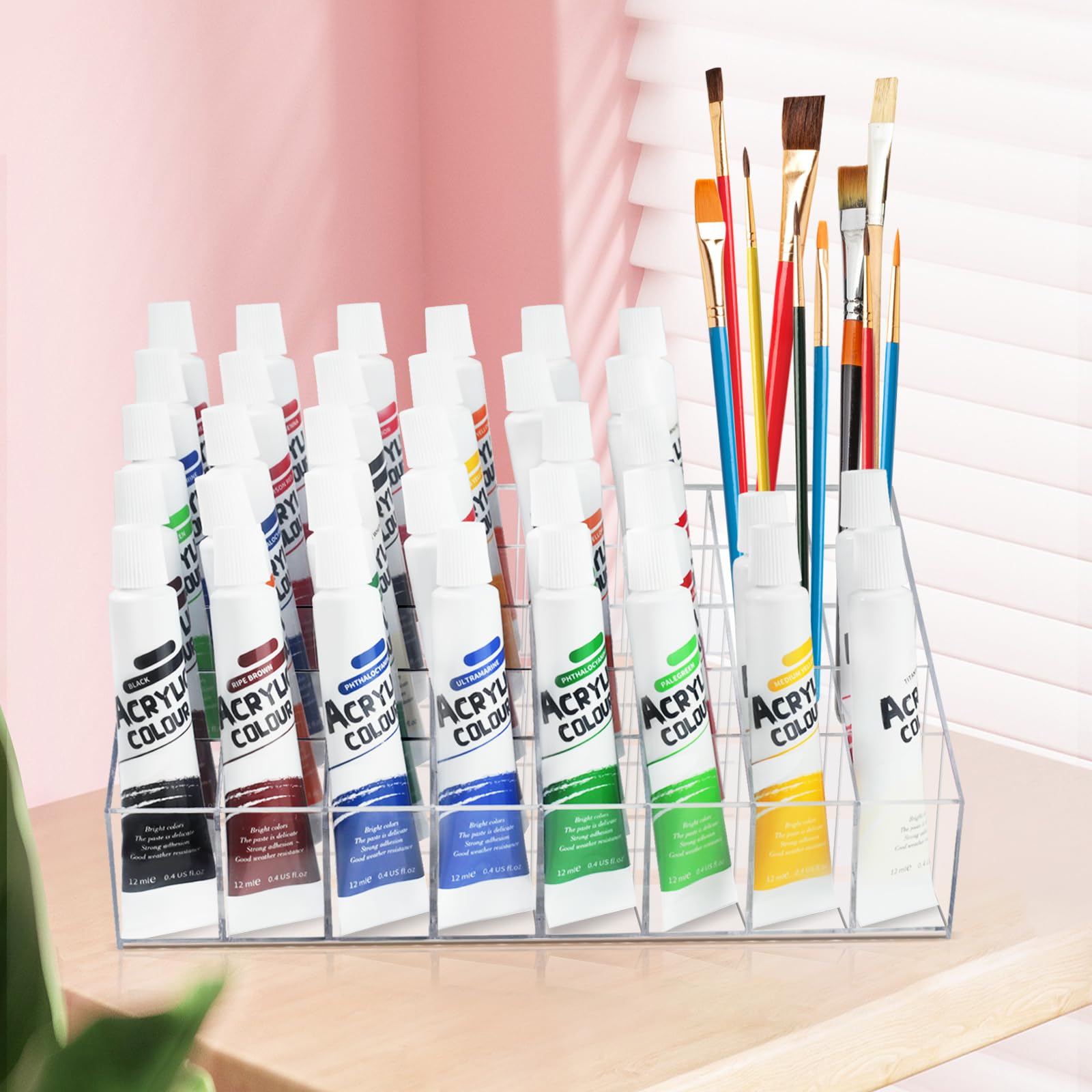 Vowcarol Acrylic Paint Tube Organizer 40 Slots, Watercolor Paint Tube Holder Organizer, Acrylic Paint Holder