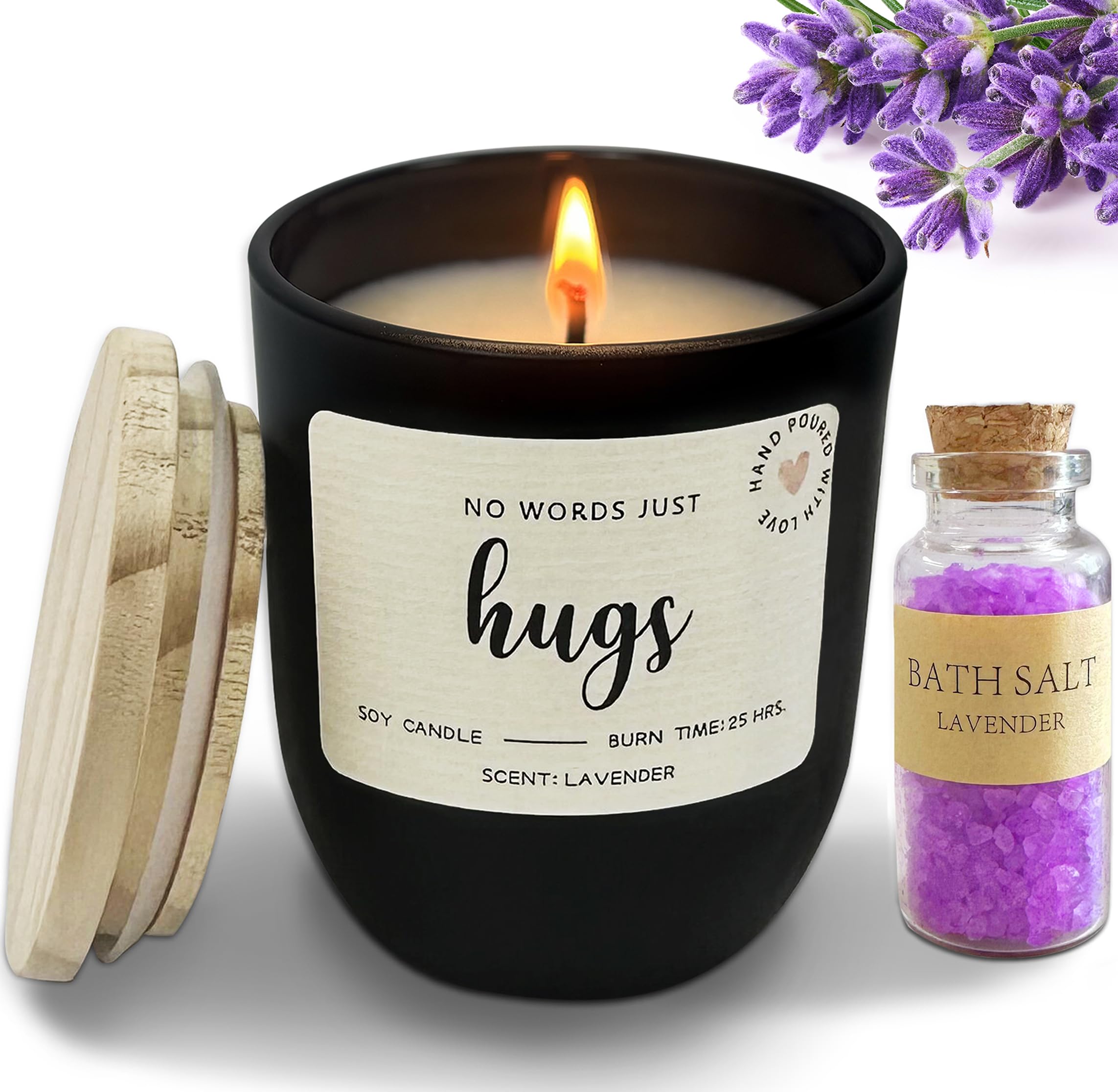 Sympathy Gifts for Loss of Loved One - No Words Just Hugs Candles,Lavender Scented Candle 12OZ, Get Well Soon, Thinking of You Gift, Bereavement Gift for Women Men, Miscarriage Gift for Mother