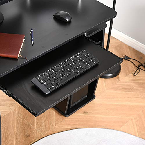 HOMCOM Multi-Function Computer Desk, Home Office Workstation with Keyboard Tray, Elevated Shelf, Sliding Scanner Shelf and CPU Stand, 47.25 x 21.75 Inch, White