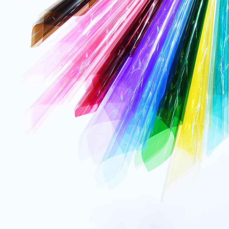 Quera 15pcs Iridescent Cellophane Wrap Paper Sheets Cellophane Wrap Roll Clear Flower Wrapping Packaging Paper,for Birthday Christmas Gift Candy Craft Flower 23'' x 23''(Purple)