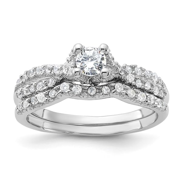 IceCarats 925 Sterling Silver Cubic Zirconia CZ Wedding Band Engagement Ring Bridal Jewelry Set Size 6