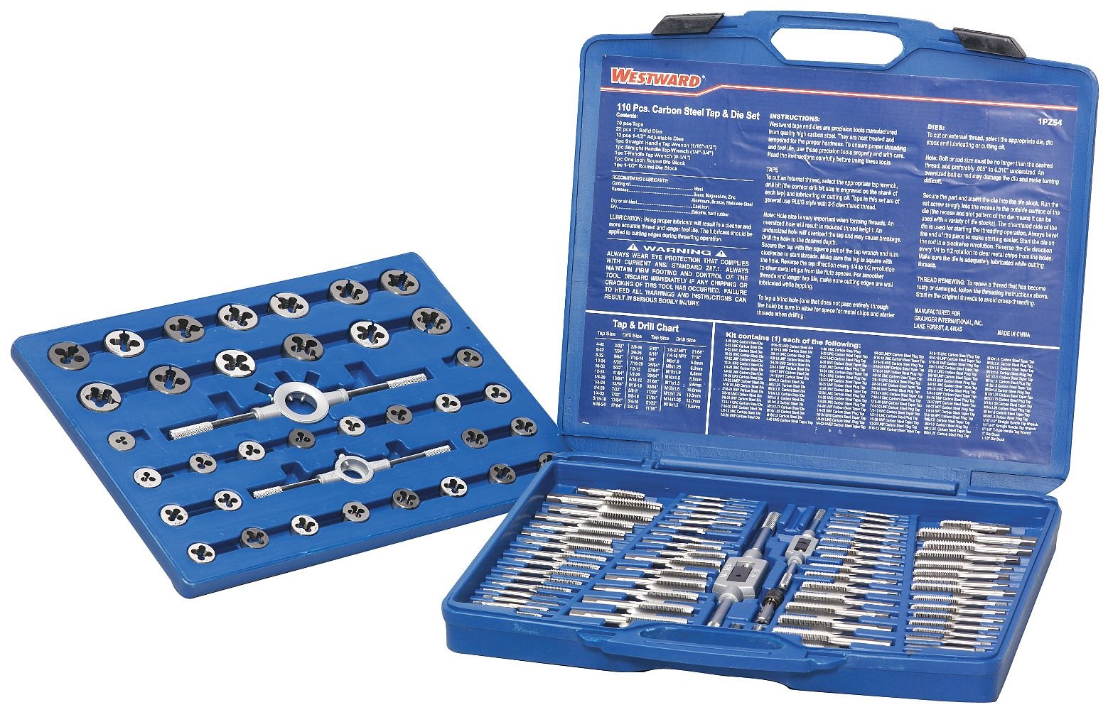 Tap/Die Set, 110 Pc, High Carbon Steel