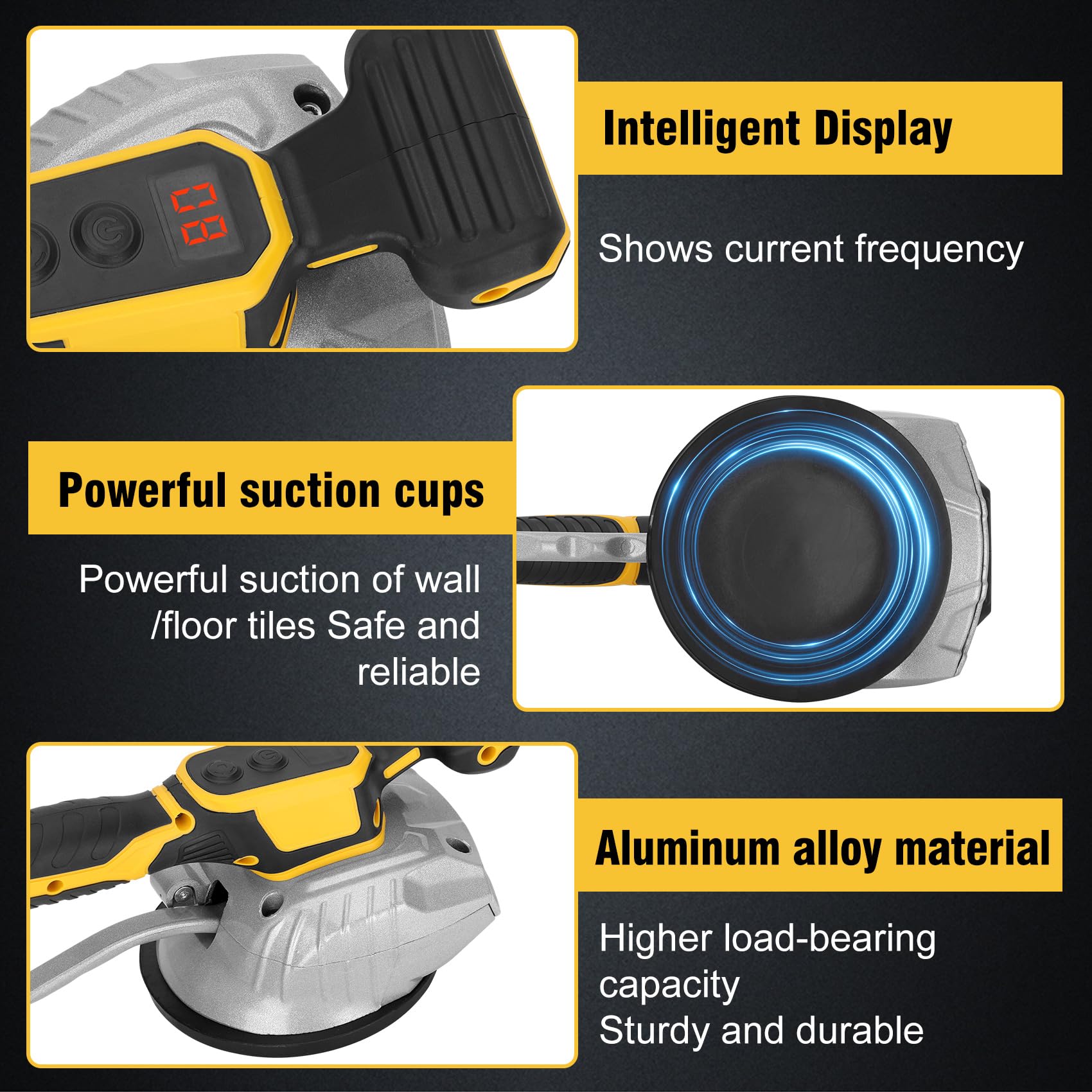 Tile Vibration Leveling Machine for Dewalt 20V Max Battery, Cordless Tile Vibration Installation Tool with 8 Adjustable Speed, Digital Display, Powerful Suction Cup and Box (Battery Not Included)