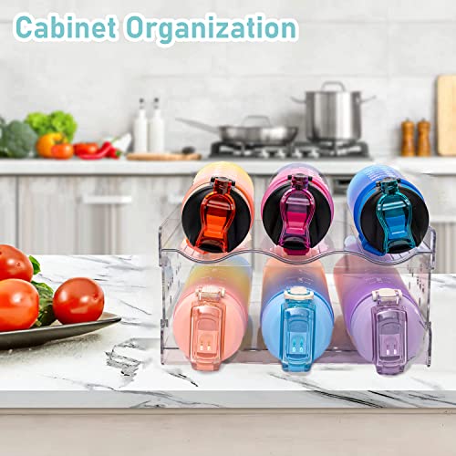 Meegoo Water Bottle Organizer, Stackable Bottle Storage Rack, Water Bottle Holder for Cabinets and Kitchen Countertops, 4 Pack Plastic Wine Rack/Drink Bottle Holder