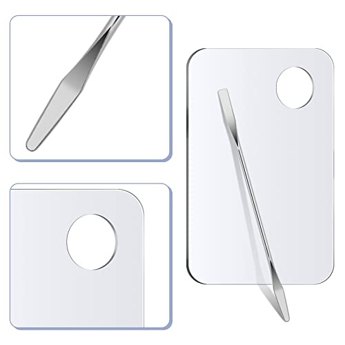 Thinp Makeup Mixing Palette, 2 Pieces Acrylic Cosmetic Palette with 2 Pieces Spatula Tool Makeup Mixing Tray for Foundation Eye Shadow Eyelash Lipsticks Nail Art Beauty Salon Pigment Blending