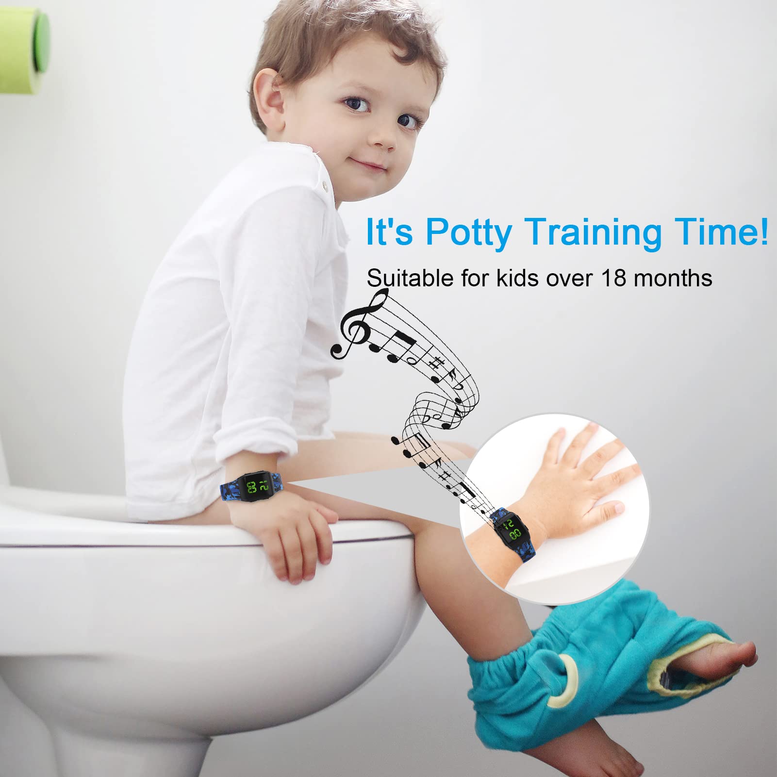 Premium Potty Training Timer Watch, with Countdown Timer - Water Resistant, Rechargeable, Easy to Wear and Set-Up, Smart Sensor, for Babies, Toddlers and Kids Potty and Toilet Training Watch (Blue)