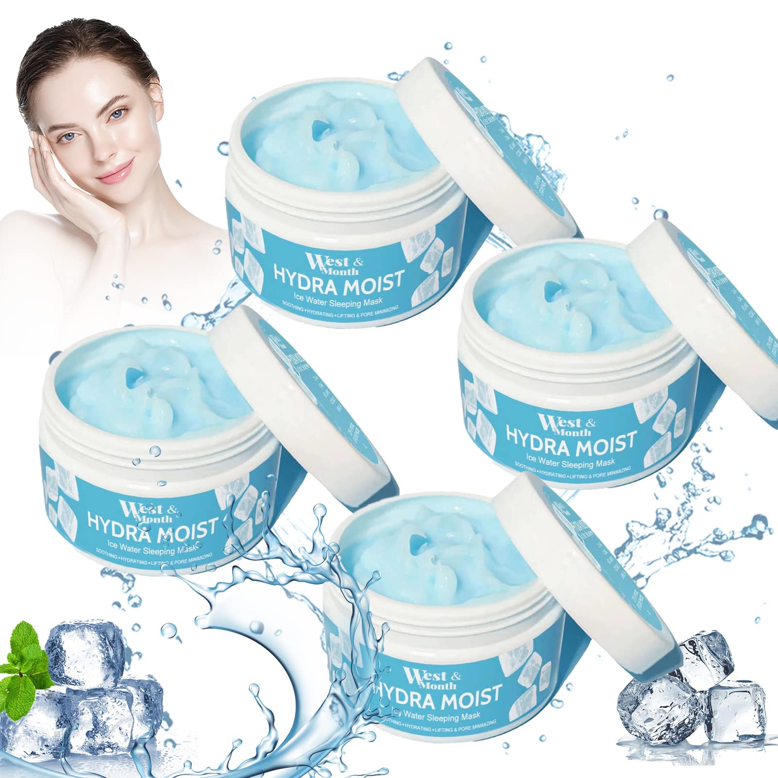 VSDNU 4Pcs Jskin Beauty Hydra Moist Moisturizer Ice Water Sleeping Mask Women