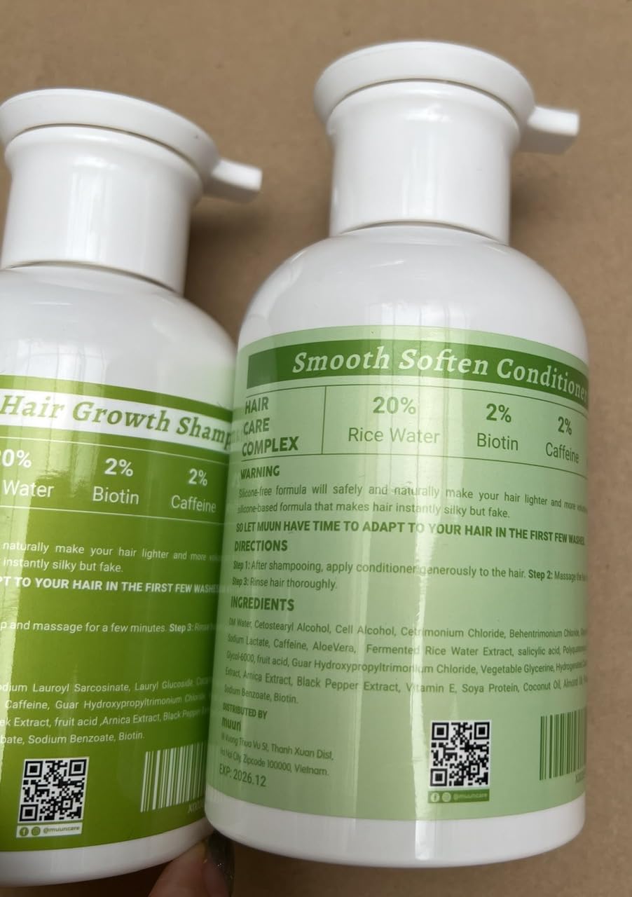 Rice Water Conditioner with Amino Acids & Biotin - Natural Ingredients - Sulfate-free, Paraben-free, Cruelty-free, Phthalate-free, pH balanced 100% Vegan, Zero-Waste