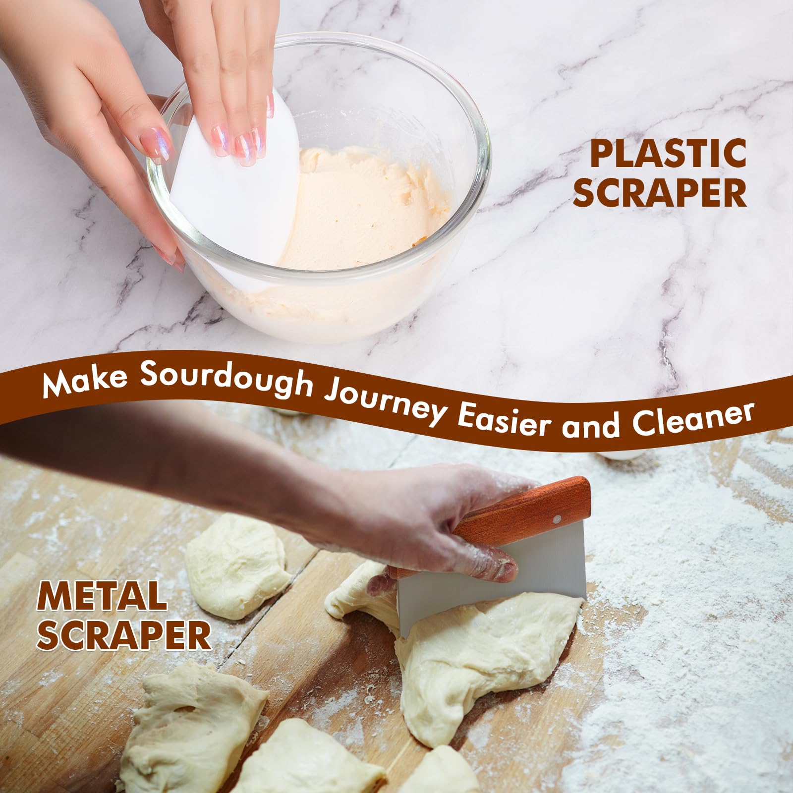 Sourdough Bread Proofing Banneton Basket Set of 2-9 Inch Round Baskets for Baking and Rising, Bread Bowls Set for Sour Dough Bread Making Starter Kits Supplies and Tools