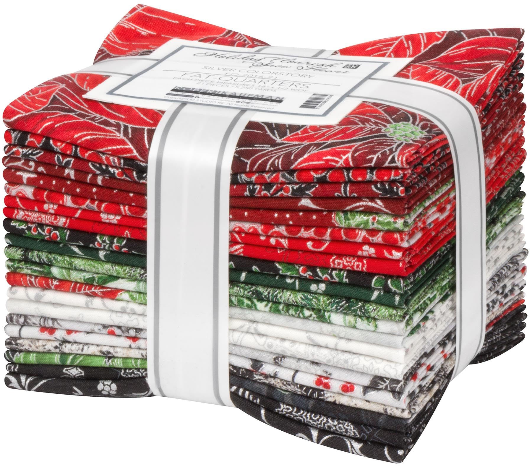 Holiday Flourish Snow Flower Silver 21 Fat Quarters Robert Kaufman Fabrics FQ-2016-21