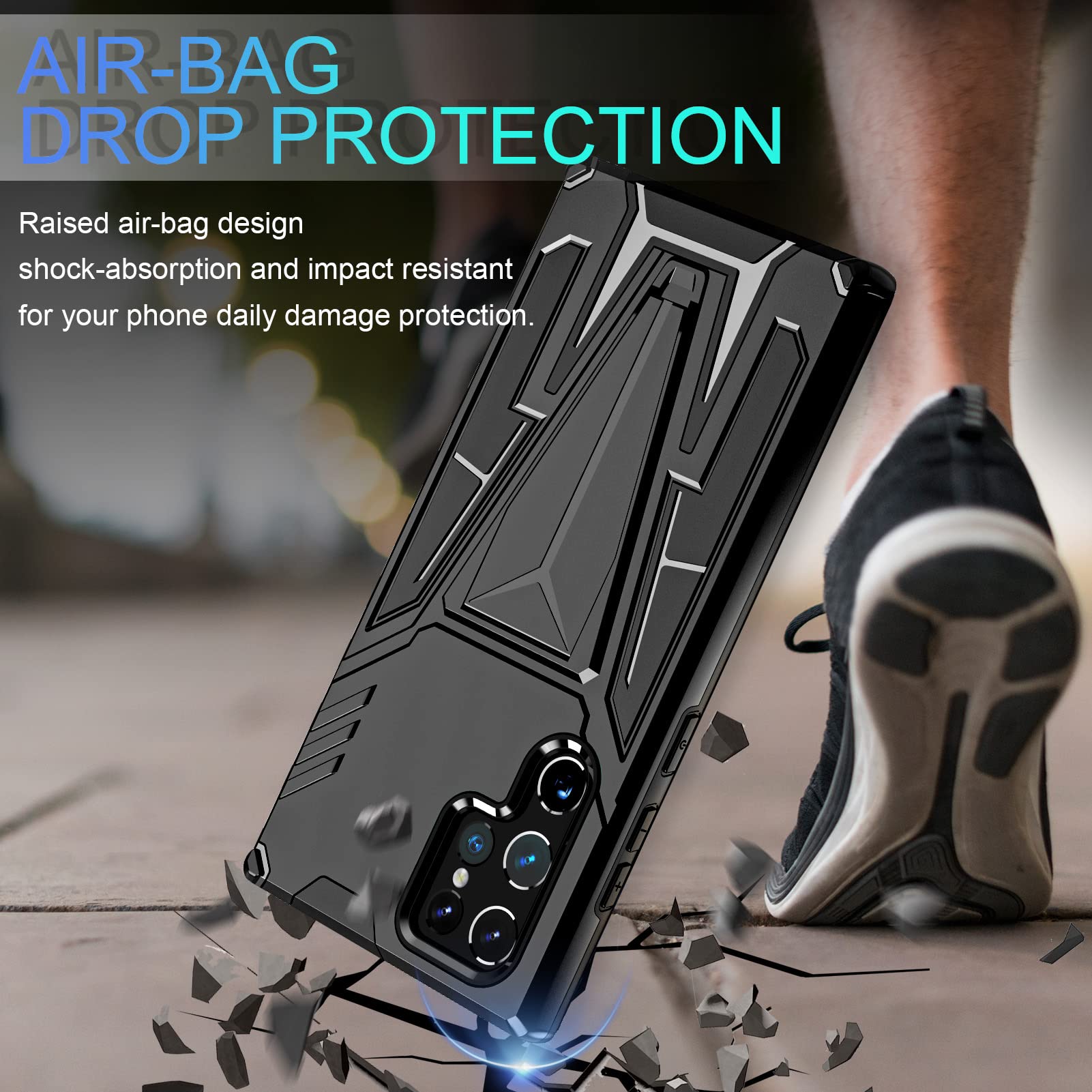 Micger Designed for Samsung Galaxy S22 Ultra Case with Kickstand Heavy Duty Body Bumper Cover Shock Protection Phone Case for S22 Ultra 5G