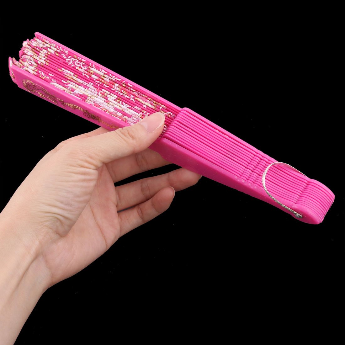 Qtqgoitem Polyester Flower Printed Show Dance Classical Style Foldable Cooling Hand Fan Fuchsia (model: 3f6 c7f fa0 894 f73)