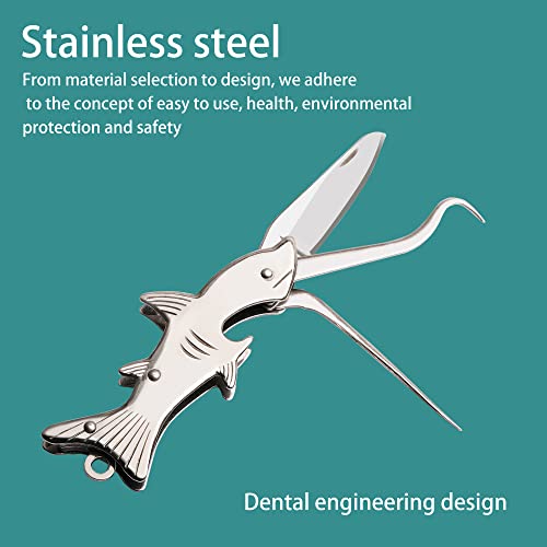 Portable Toothpicks, Stainless Steel Toothpicks, Reusable Toothpicks, Portable Tools, Keychain Tools Camping Toothpicks with Bottle Opener for Outdoor Picnic Trips (Argent)