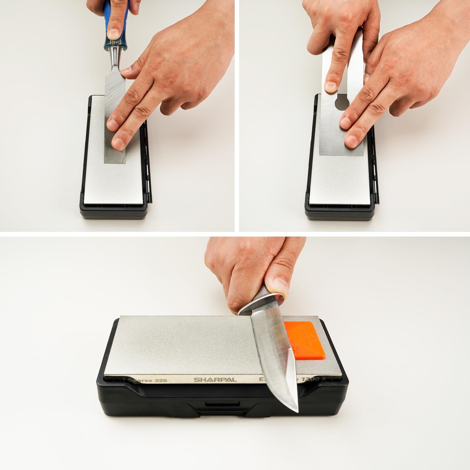SHARPAL 156N Double-sided Diamond Sharpening Stone Whetstone Knife Sharpener | Coarse 325 / Extra Fine 1200 Grit | Storage Case with NonSlip Base & Angle Guide (6 in. x 2.5 in.)