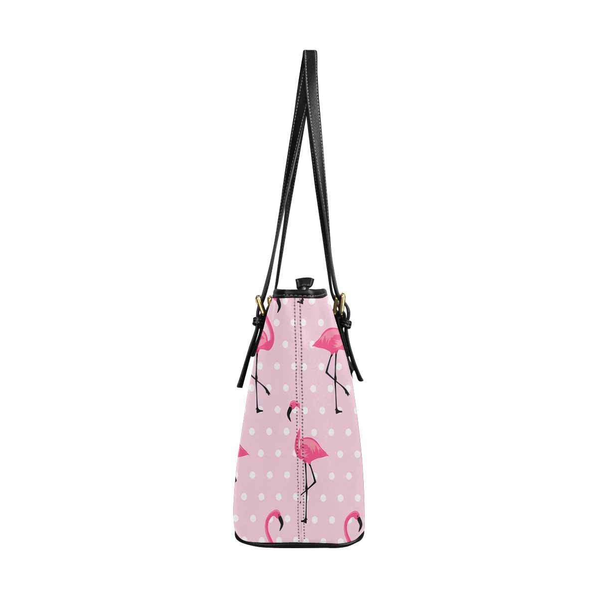 InterestPrint Pink Flamingo on Pink Background With White Dot Women Totes Top Handle HandBags PU Leather Purse