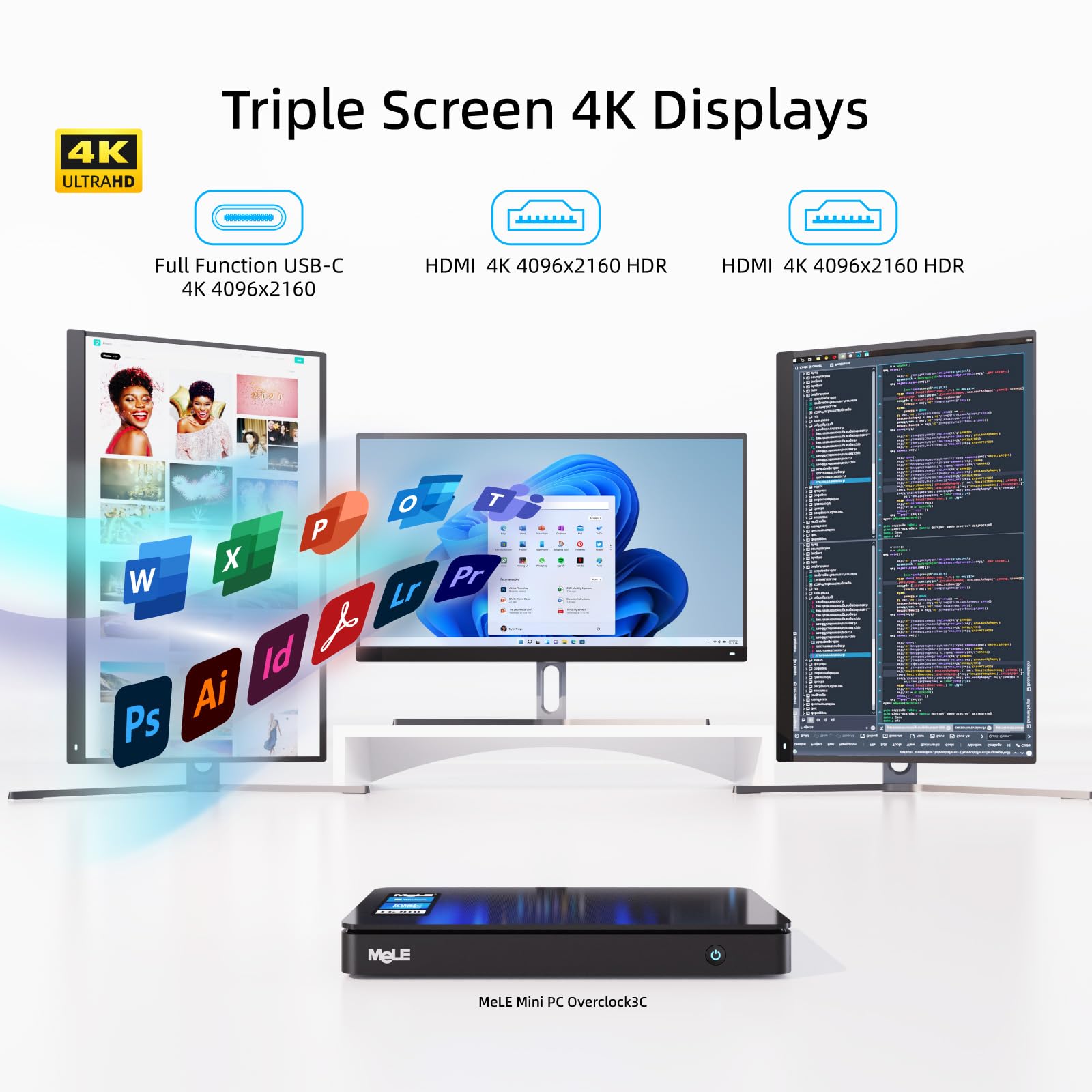 MeLE Overclock3C Mini PC Windows 11 Pro Micro PC Celeron N5095(4C/4T, up to 2.9Ghz, TDP 15W) 32GB DDR4 512GB ROM Small Desktop Computer with 2 X HDMI 4K@60Hz, USB-C, WiFi 6, BT5.2, VESA Mount