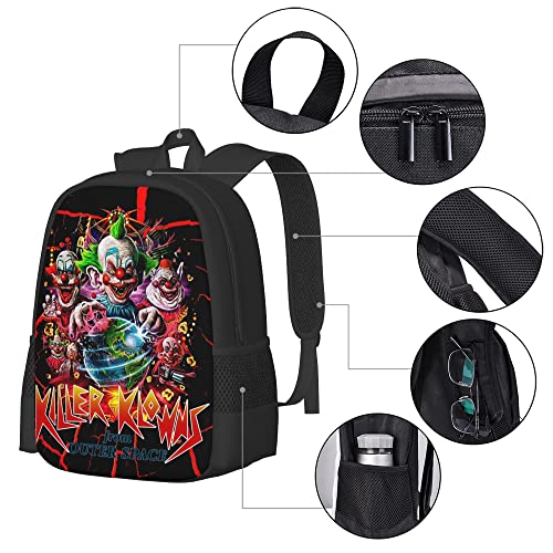 UAXEROU Killer Horror Klowns Movie from Outer Space Unisex Carry On Backpack Large Travel Backpack for Women Men Work Casual Laptop Daypack