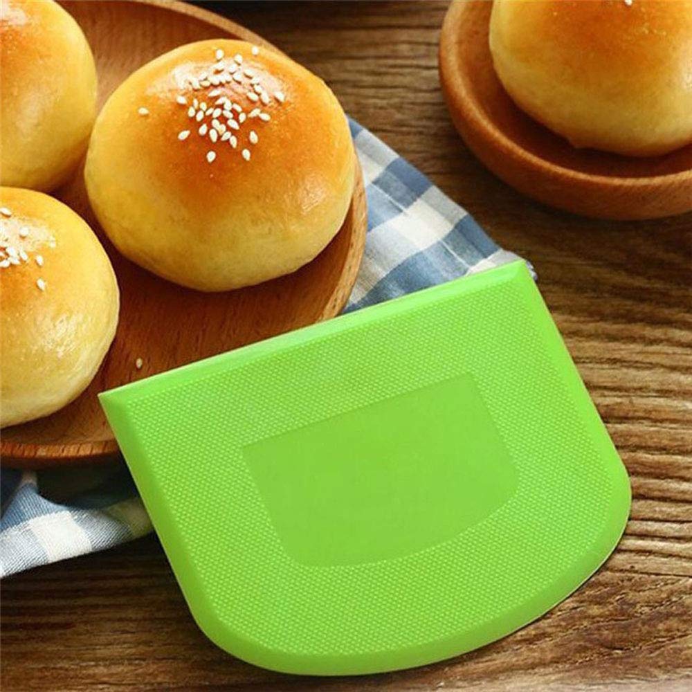 nescope Dough Scraper Bowl Scraper Food safe Plastic Dough Cutter Flexible Plastic Scraper Practical Bench Scraper Multipurpose Food Scrappers for Bread Dough Cake Fondant Icing(4PCS)