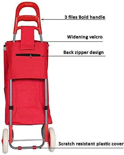 Shopping Trolley on Wheels Multi Function Shopping Cart Fashion Folding Grocery Portable Trolley Thick Aluminum Frame Waterproof Cloth Storage Hand Trucks,Black,36 * 28 * 100Cm ,