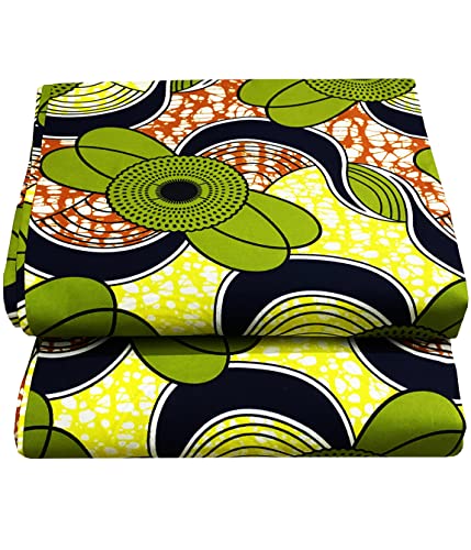 Vkceeool Ankara Wax Fabric African Bazin Print Fabric Kente Cloth Fabric 6 Yard (Fabric-B11)