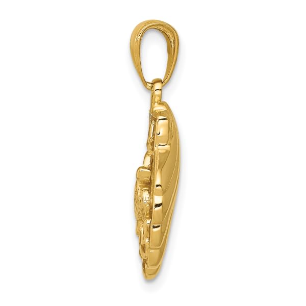 IceCarats 14K Yellow Gold Sea Turtle Shell Necklace Charm Pendant Only