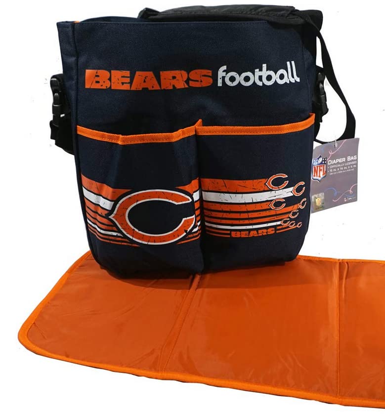 Rico Chicago Football Bears Baby Diaper Bag with Adjustable Padded Shoulder Strap & Changing Pad