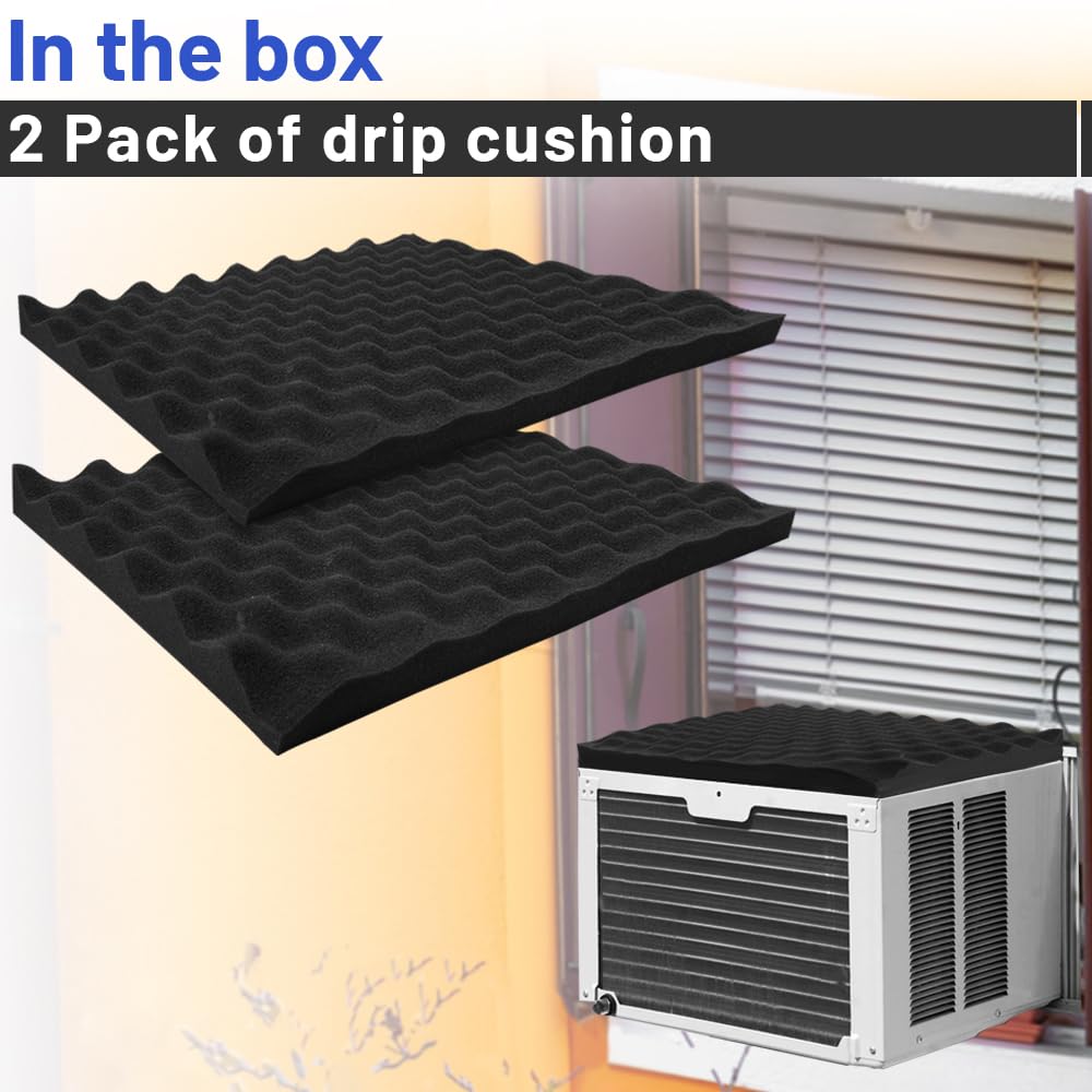 Sgran 2 Pack Air Conditioner Drip Cushions, 23.6 x 15.7 Inch Air Conditioner Top Pad AC Rain Cover Window AC Removable Foam Mat for Stop Dropping Noise of Water Drpping onto Your AC