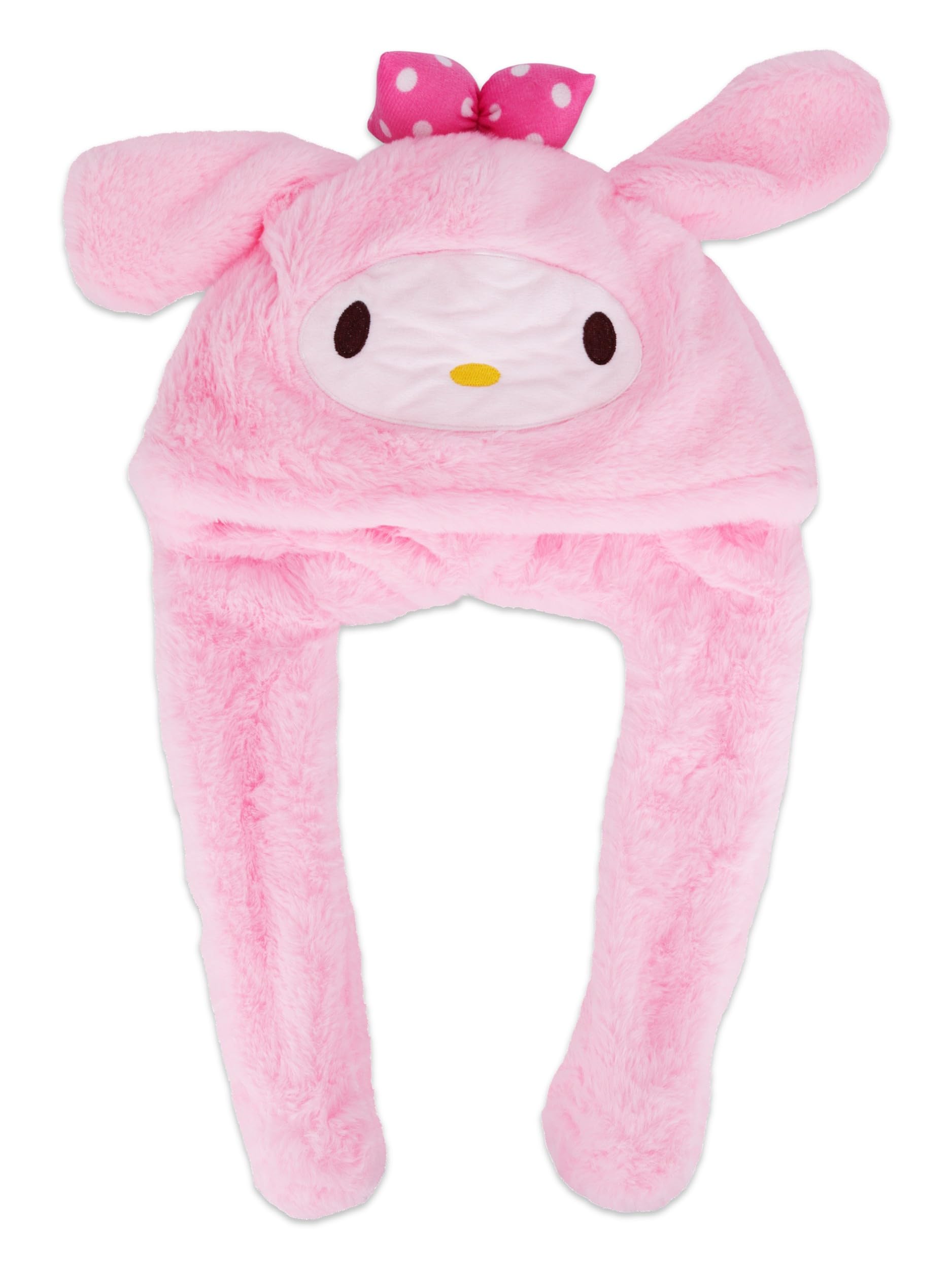 Roffatide Anime Melody Ear Moving Jumping Hat Fluffy Beanie Cap Soft Warm Winter Head Wear Cute Hats for Women Pink