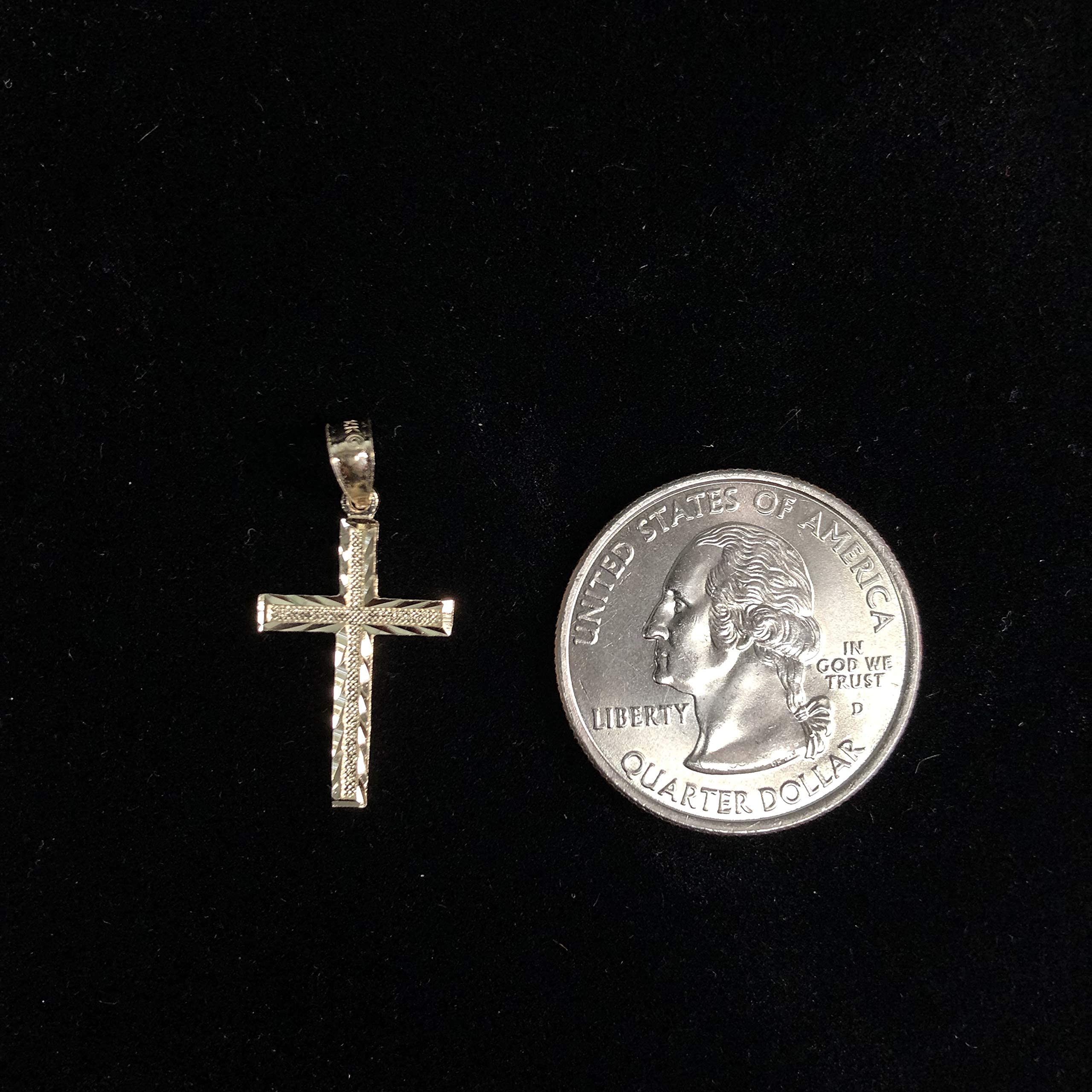 Ioka - 14K Yellow Gold Small Cross Pendant Religious Charm Thin Pendant For Necklace or Chain