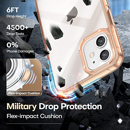 TAURI [5 in 1 for iPhone 12 Case, Non-Yellowing, with 2 Tempered Glass Screen Protectors + 2 Camera Lens Protectors, Shockproof Slim Phone Case iPhone 12, Drop Protection Rose Gold