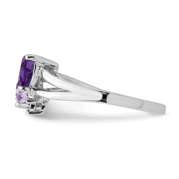 IceCarats 925 Sterling Silver Purple Amethyst Pink Quartz Diamond Heart Love Ring size 7