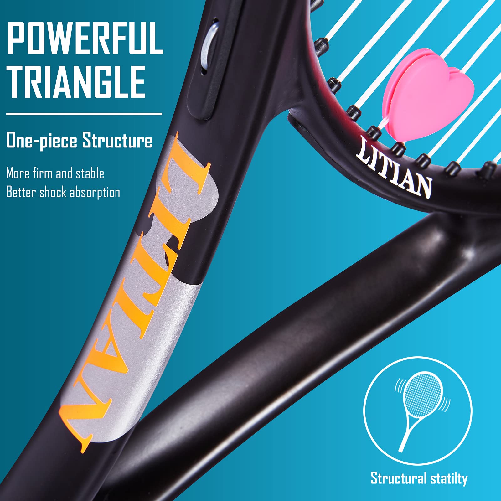 LITIAN Tennis Rackets for Adults 2 Pack includes 2 Tennis Rackets, 2 Replacement Overgrips, 2 Heart Shaped Shock Absorbers, 1 Exquisite Racket Bag,3 Tennis Balls…