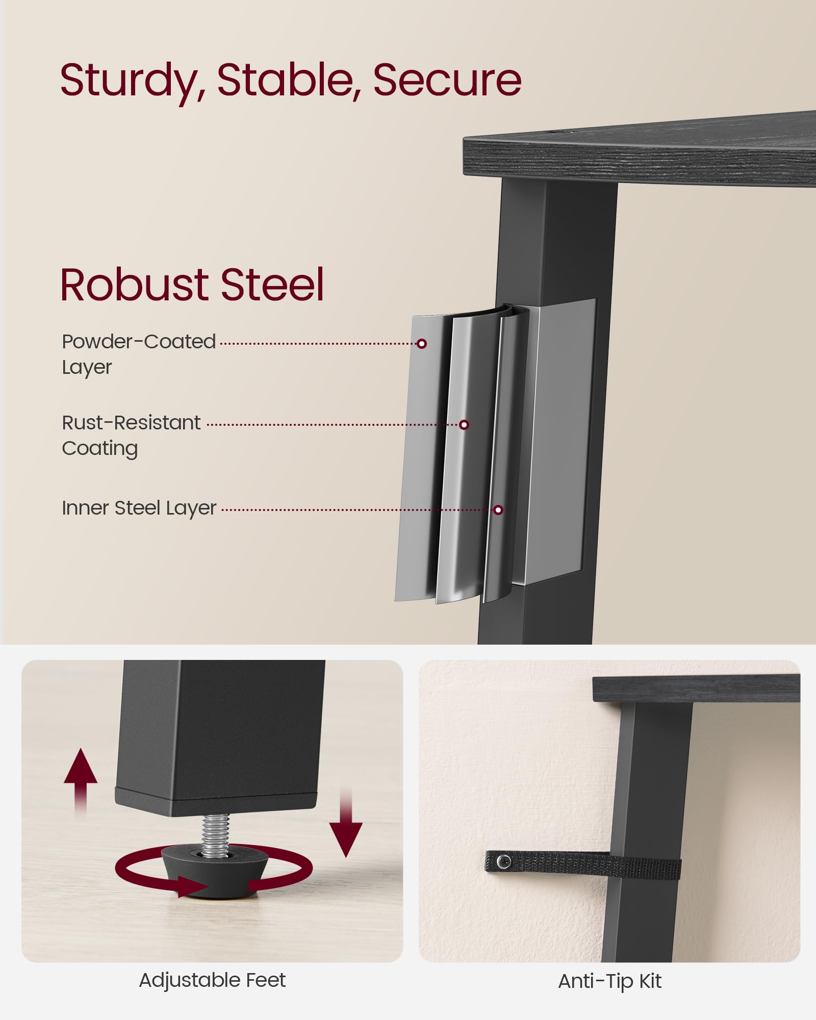 VASAGLE Corner Shelf Stand, 4-Tier Corner Bookshelf, Industrial Corner Ladder Shelf, Plant Stand Display Shelf for Living Room, Office, Kitchen, Charcoal Gray and Matte Black ULLS034B22