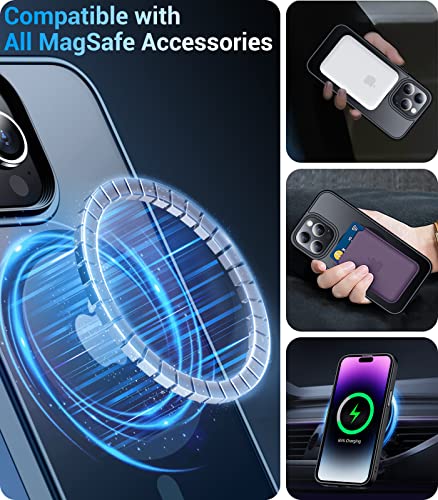 Temdan Magnetic Case for iPhone 14 Pro Max Case, [Compatible with MagSafe] [2Pcs Tempered Glass Camera Protector & Screen Protector] Slim Translucent Matte Shockproof Case for iPhone 14 ProMax Case