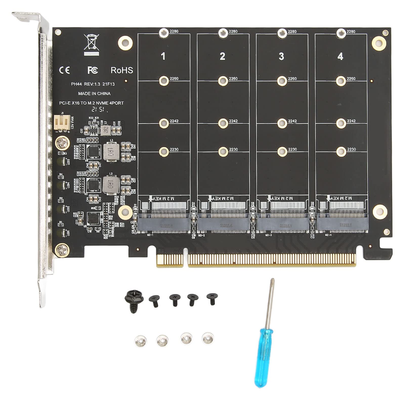 RTLR NVMERaid Card, M.2 SSD Adapter High Power DC Power Chip for 4 PCIe to PCIE3.0 4.0 NVME Protocol SSDs