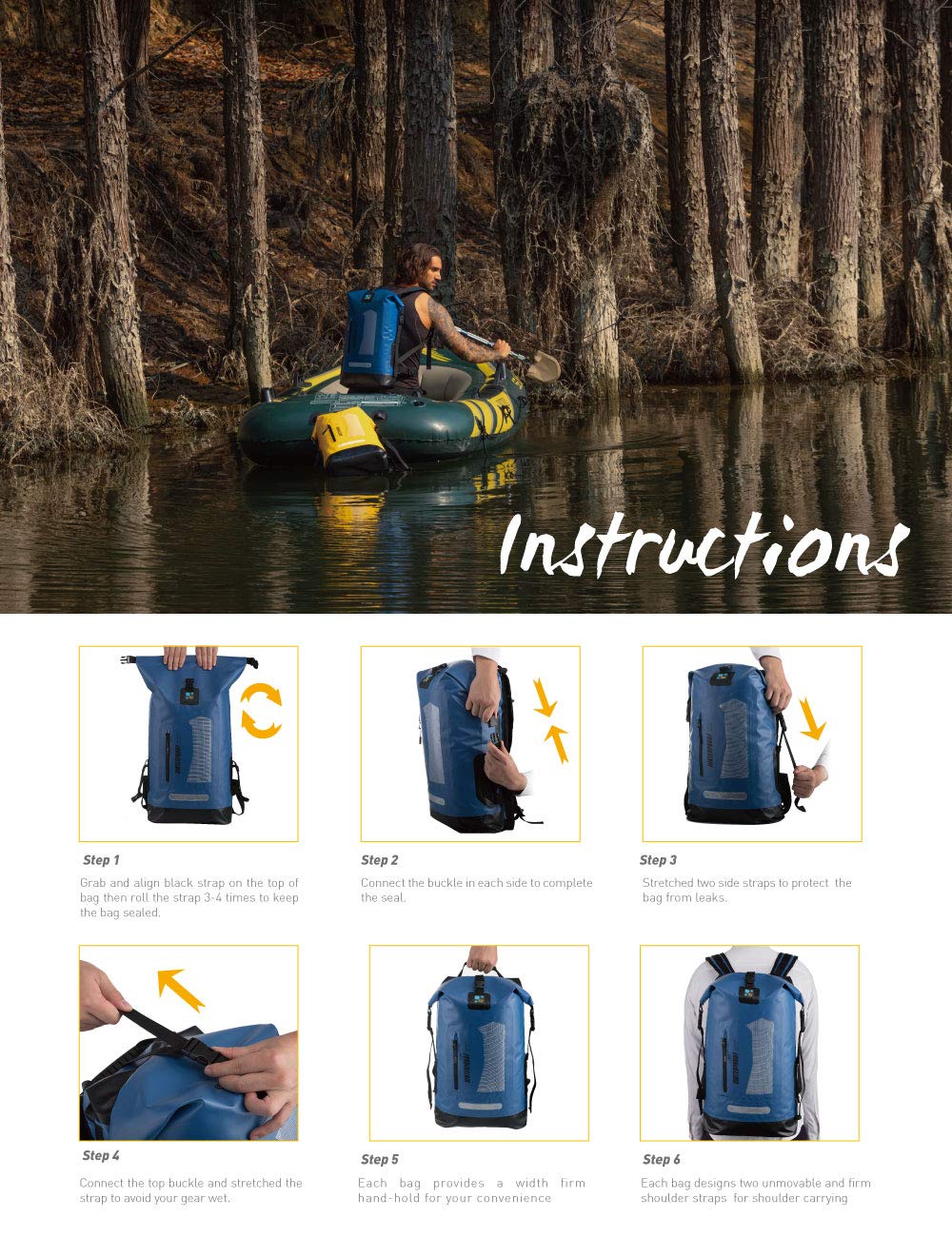 IDRYBAG Waterproof Backpack Dry Bag 20L/30L/40L, Floating Dry Backpack Waterproof for Men, Dry Sack Waterproof Bag for Backpacking Kayak