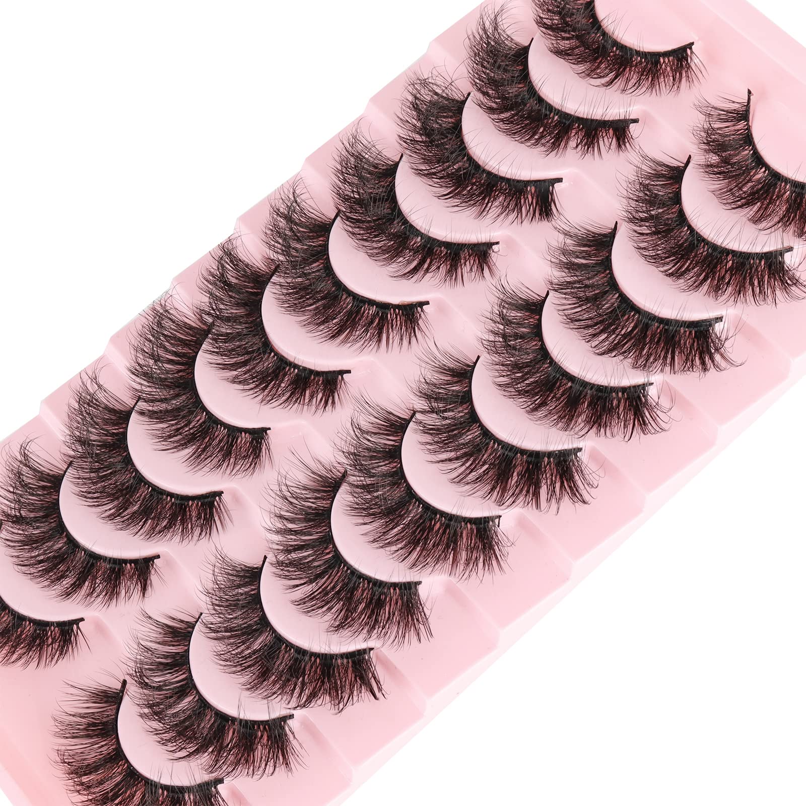 MilyBest Lashes False Eyelashes Faux Mink Cat Eye Lashes Fluffy PestaƱas Postizas Wispy D Curl Volume Lashes Look Like Extension Pack Fake Eyelashes 10 Pairs