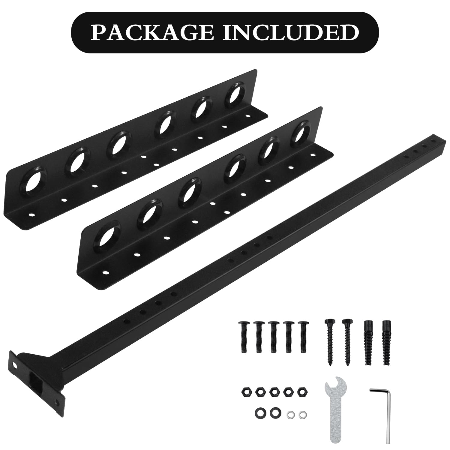 Trailer Racks for Lawn Equipment, Trailer Tool Rack Shovel Holder for Shovels, Rakes, Hoes, Landscape Hand Tool Rack for Open Trailers, Lawncare Trailer Accessories, with 6 Tool Holes&Rubber Grommets