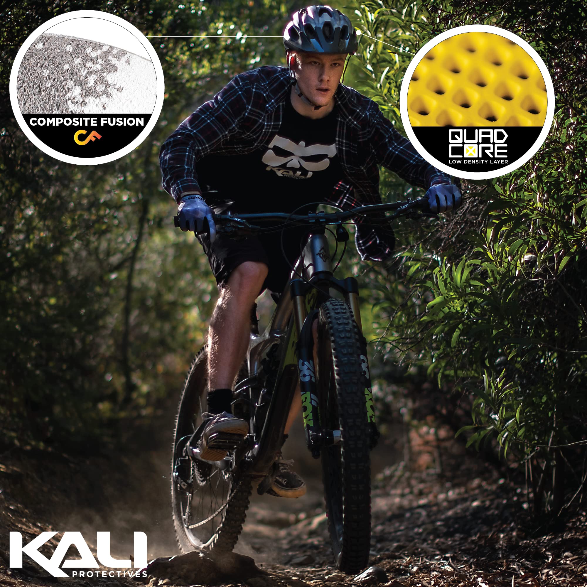 Kali Protectives Pace Solid Adult Off-Road BMX Cycling Helmet - Matte Black/Grey/Large/X-Large