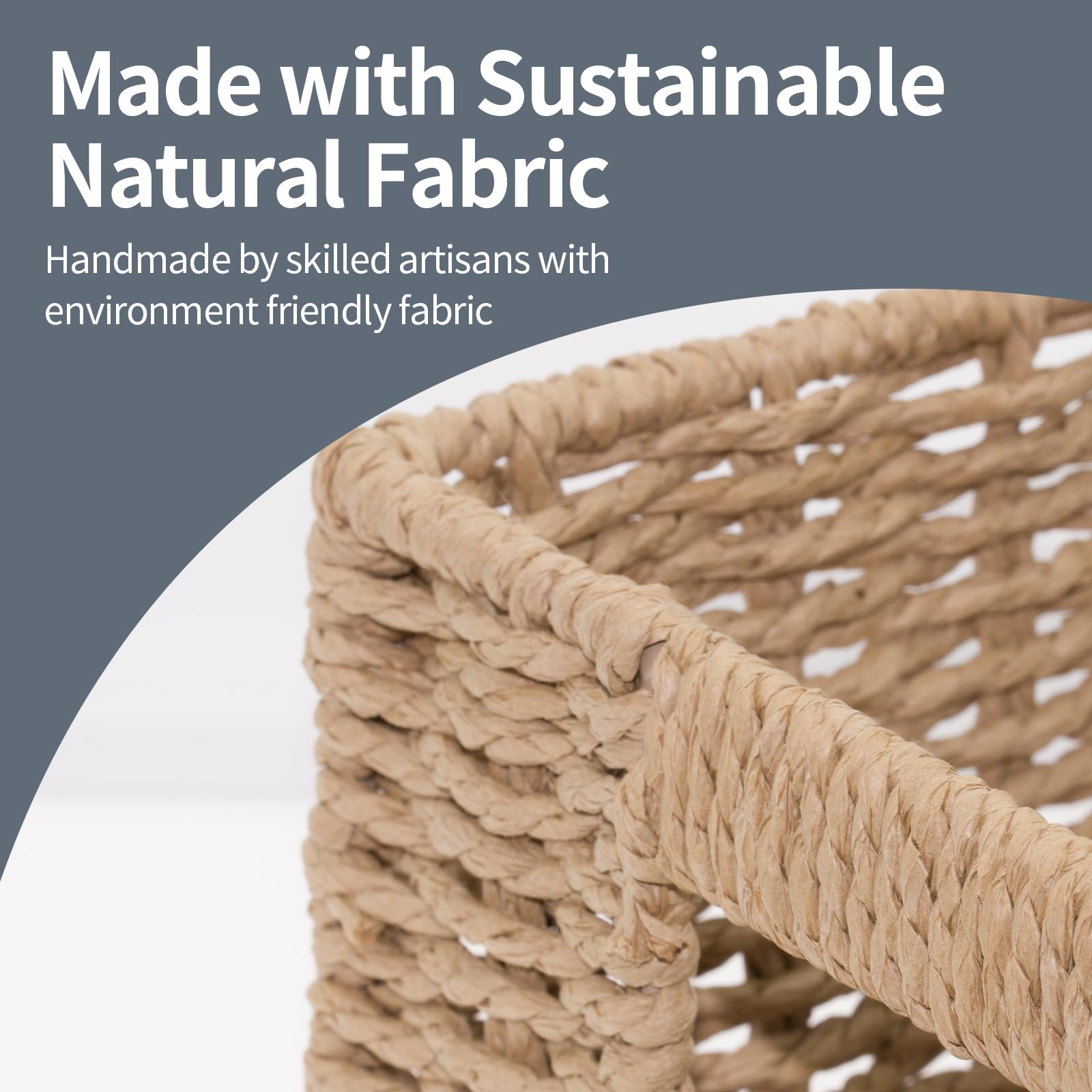 Woven Baskets Set of 3, Home Organizer with Build-in Handles, Storage Baskets for Shelves, Laundry Baskets, Toy Storage, Sustanabile Paper Rope Material
