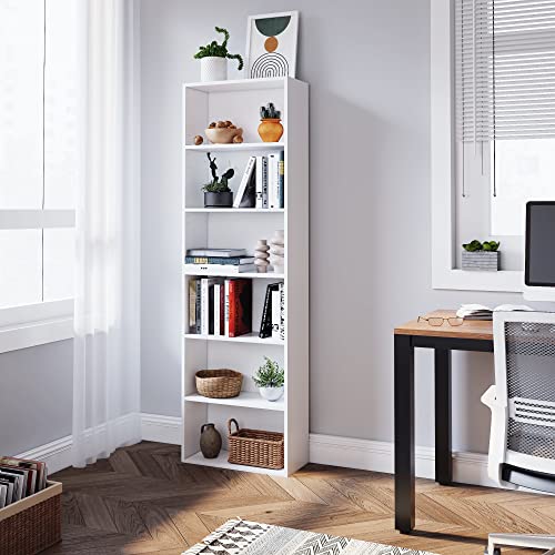 WAHEY Bookcase, 6-Tier Adjustable Open Storage Shelf Display Bookshelf, HOFB004