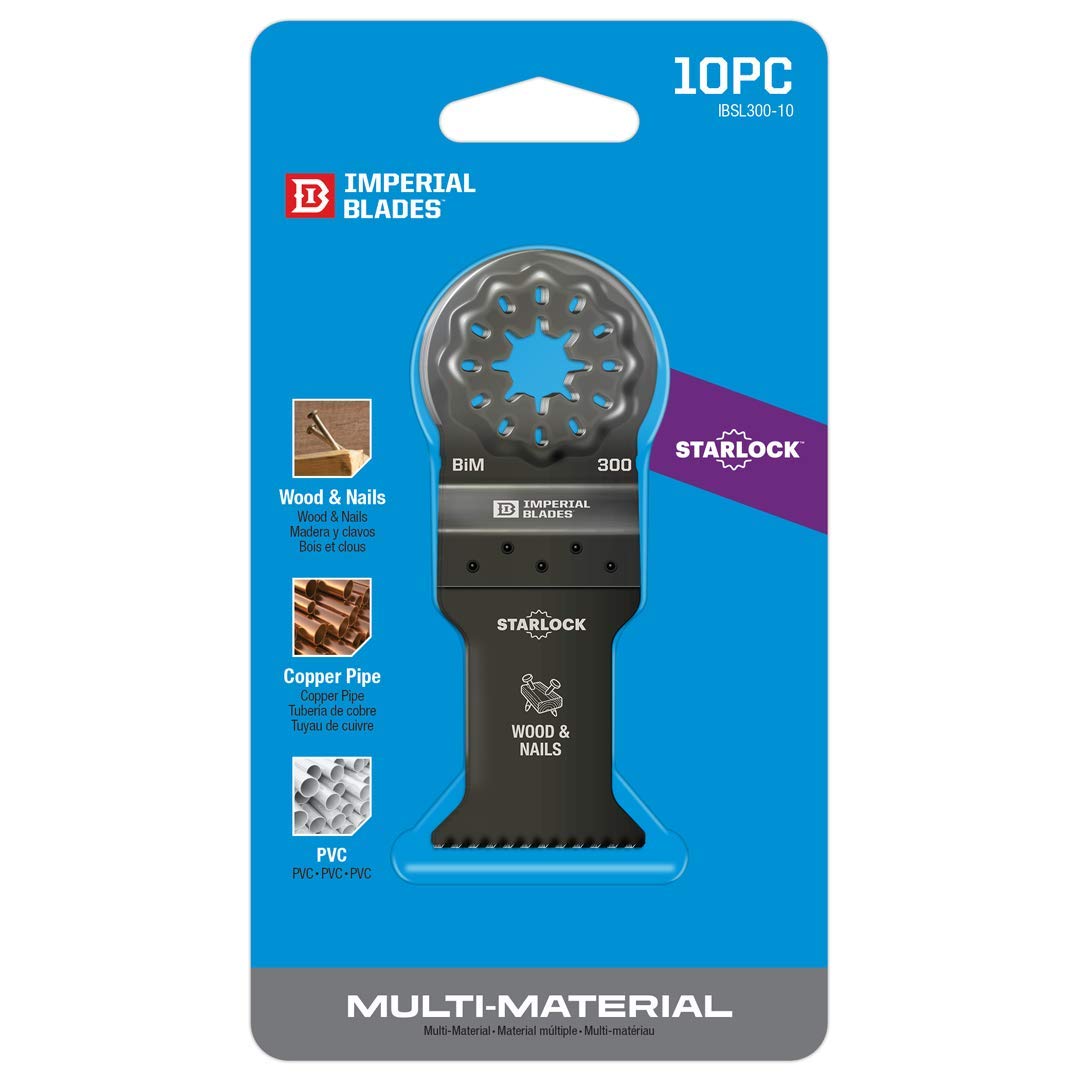 Imperial Blades IBSL300-10 Starlock 1-3/8" Standard Wood & Nails Oscillating Multi-Tool Blade, 10PC