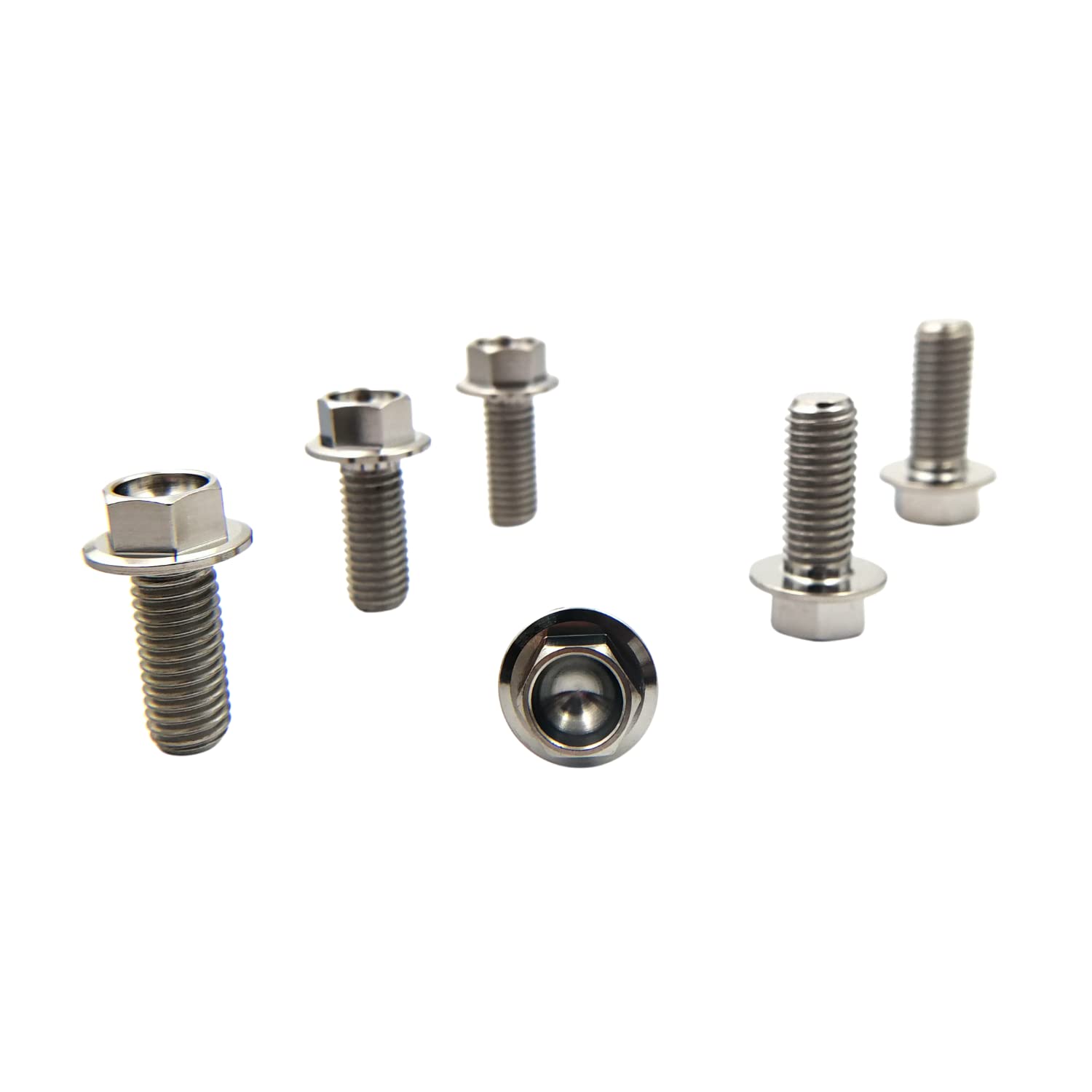 Rison Titanium Bolts Titanium Flanged Hex Head Bolt M6x1.0x12mm 6AL4V Aerospace Grade Ti Bolt Original Color Titanium Bolt for Motorcycle Car Modification Pack of 5