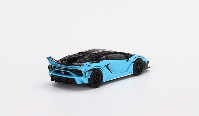 True Scale Miniatures Model Car Compatible with Lamborghini LB-Silhouette Works Aventador GT EVO (Blue) Limited Edition 1/64 Diecast Model Car MGT00494