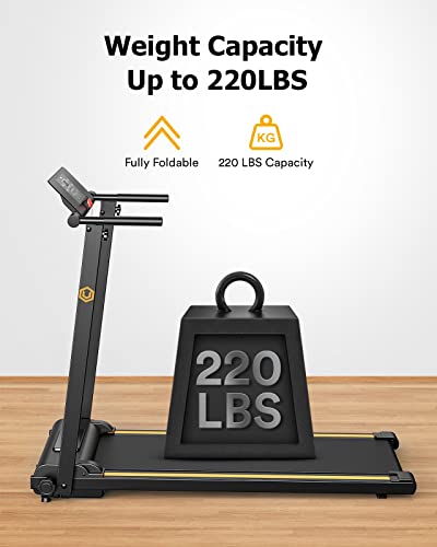 UREVO Folding Treadmill, 2.25HP Treadmills for Home with 12 HIIT Modes, Compact Mini Treadmill for Home Office, Space Saving Small Treadmill with Large Running Area, LCD Display, Easy to Fold (Black)