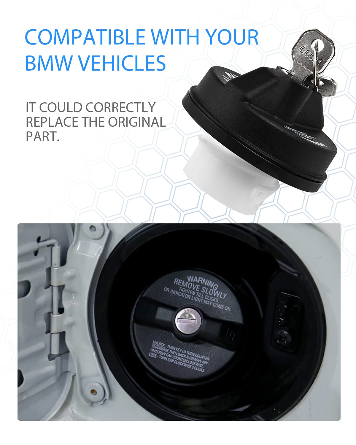 Locking Gas Cap,Lock Fuel Cap Replace 5278655AB For Jeep Cherokee Wrangler JK TJ Liberty Compass Grand Cherokee & Dodge Challenger Grand Caravan Ram 1500 2500 Journey
