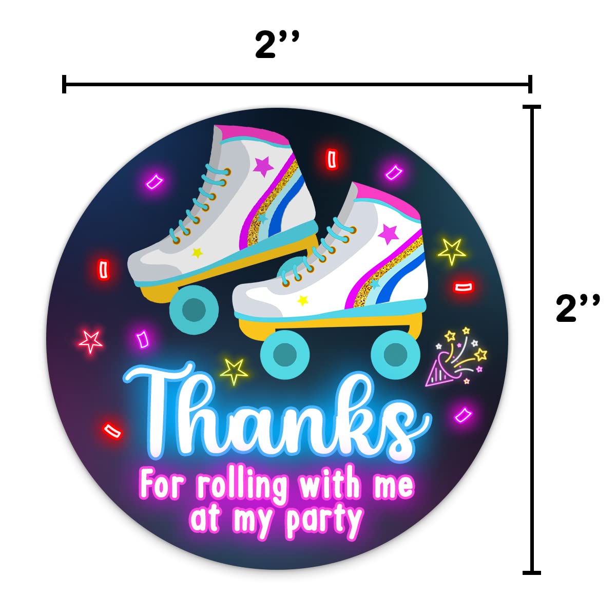 Roller Skating Party Thank You Sticker Labels, 2" Party Circle Stickers, Great for Party Favors, Envelope Seals & Goodie Bags(54 Count)